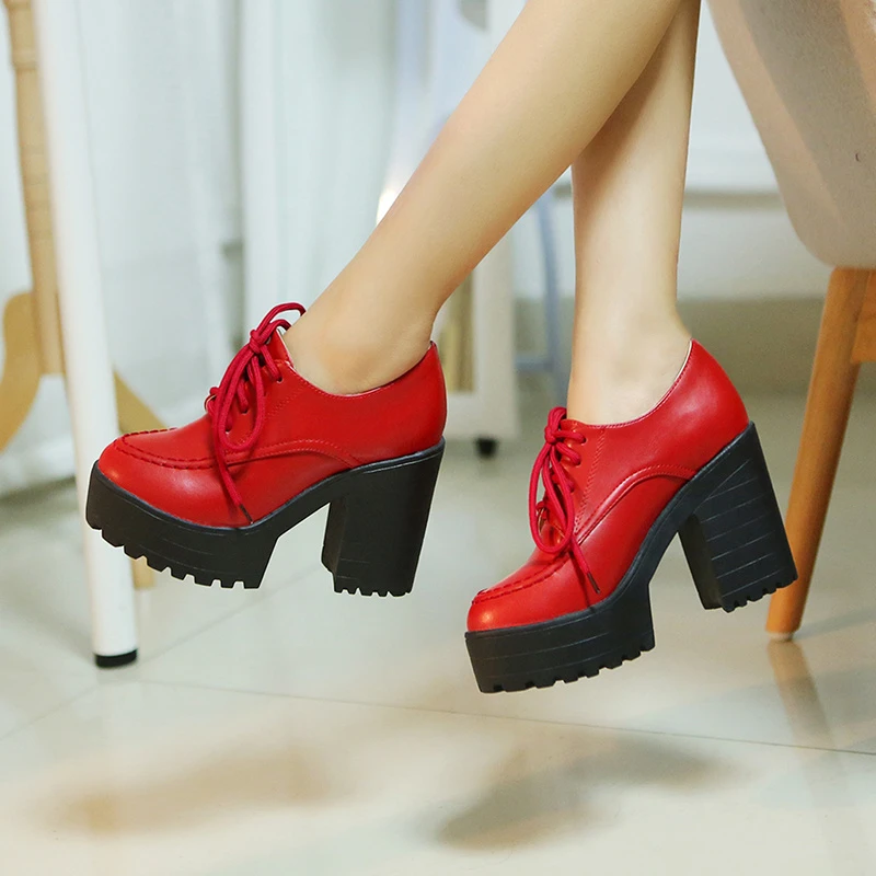 Classic Lace-up Ankle Boots For Women Red White Short Boots Women Euro ...