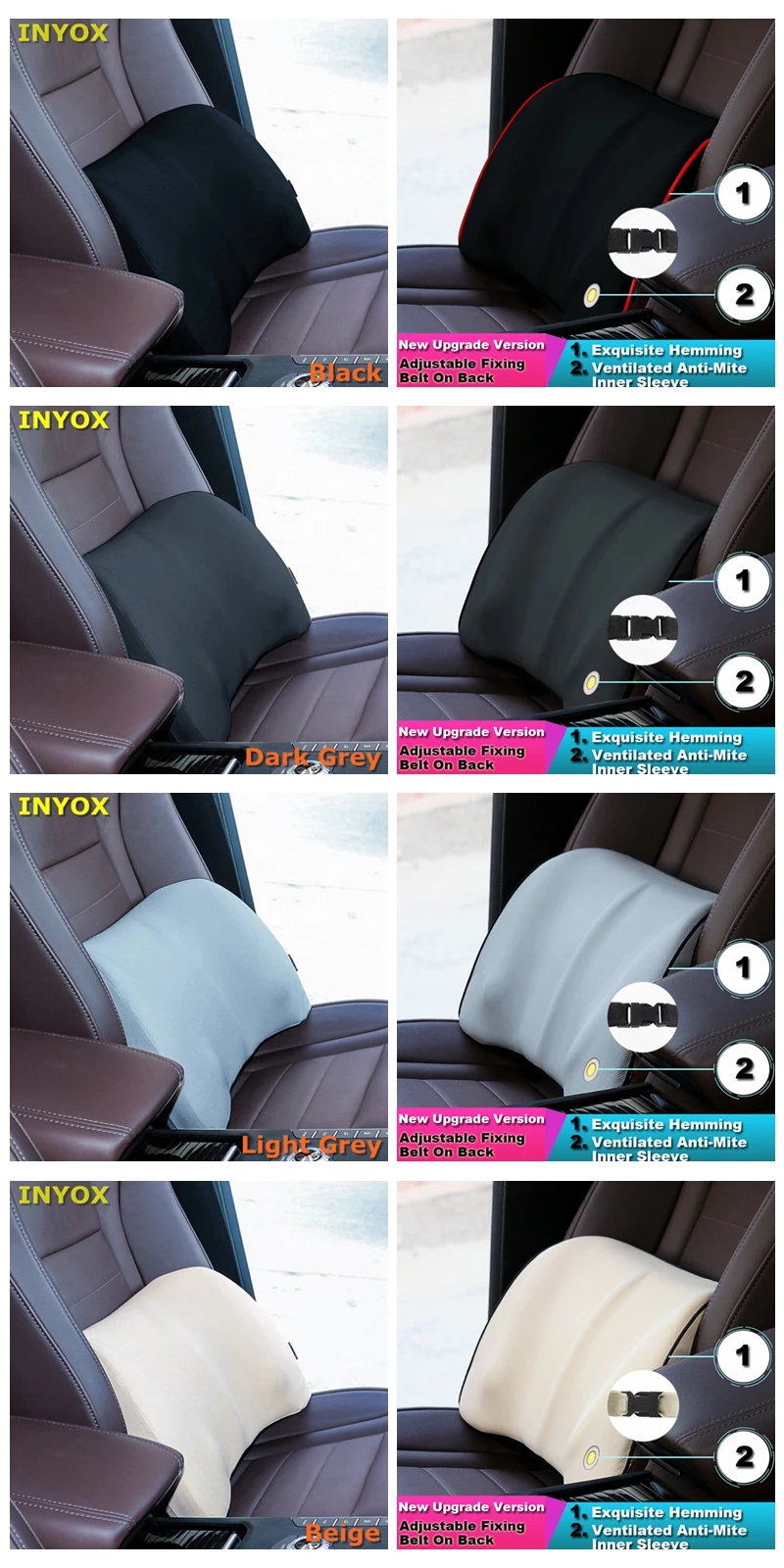 Auto,Appui-tête en mousse à mémoire de forme, housse de chaise en coton ...