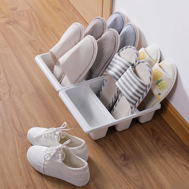 Three-grid Vertical PP Plastic Shoes Storage Boxes Simple Integrated ...