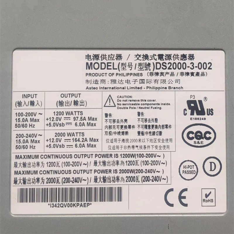 Original PSU For Artesyn TC4600 2000W Switching Power Supply DS2000-3 ...
