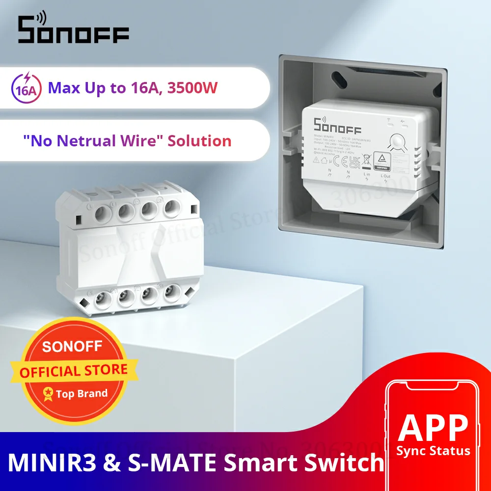 Sonoff Minir3 16a Wifi Smart Switch With S-mate Remote Controller No ...