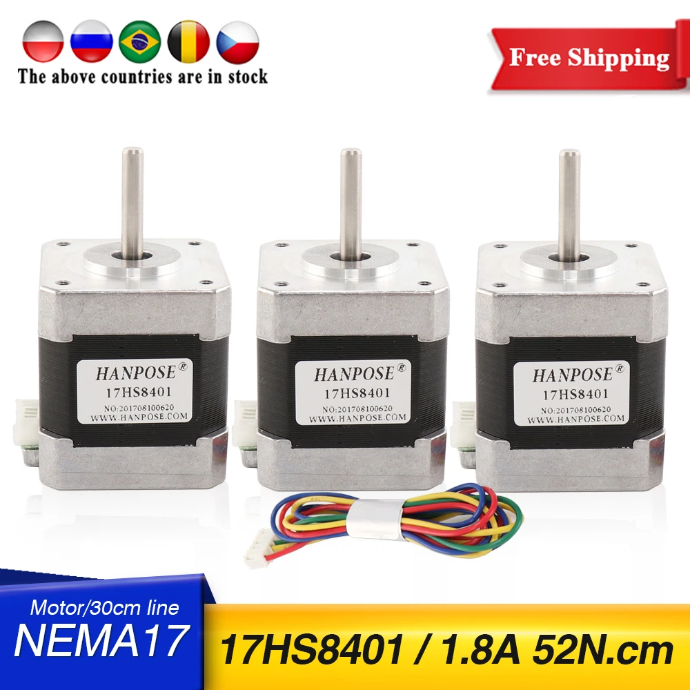 Free Shipping 3pcs Stepper Motor 4-lead Nema17 48mm 78oz-in 1.8a Nema ...