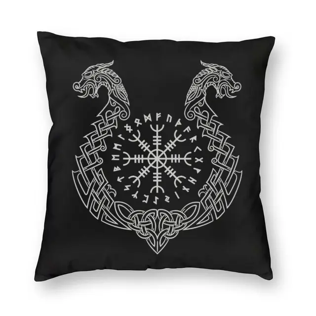 Viking Runes Thor Mjolnir Cushion Covers Sofa Home Decorative Norse ...