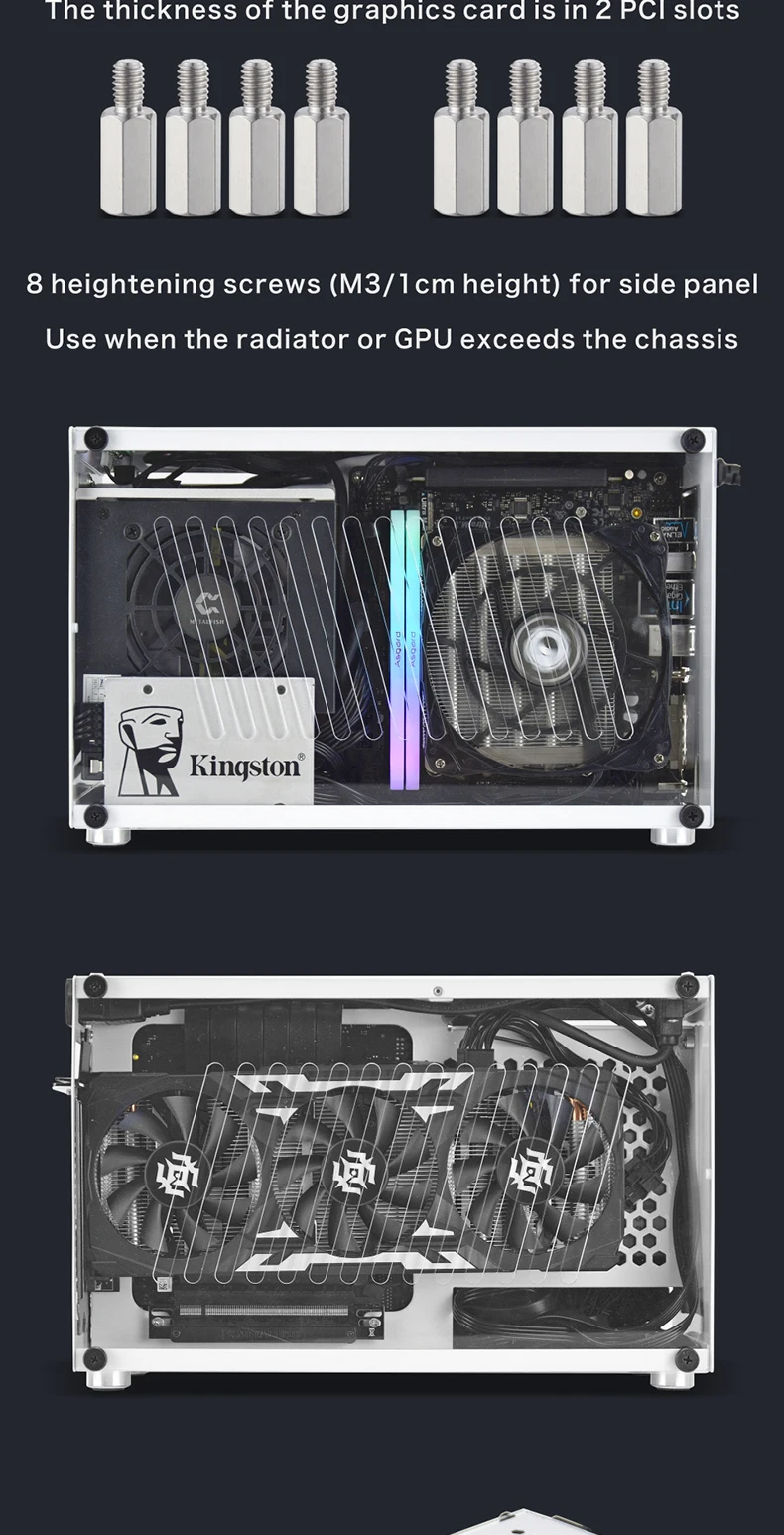 METALFISH T60 A4 미니 ITX 케이스 게임용 컴퓨터 흰색 섀시 미니 PC 컴퓨터 트랜스페어 케이스, USB3.0 ...