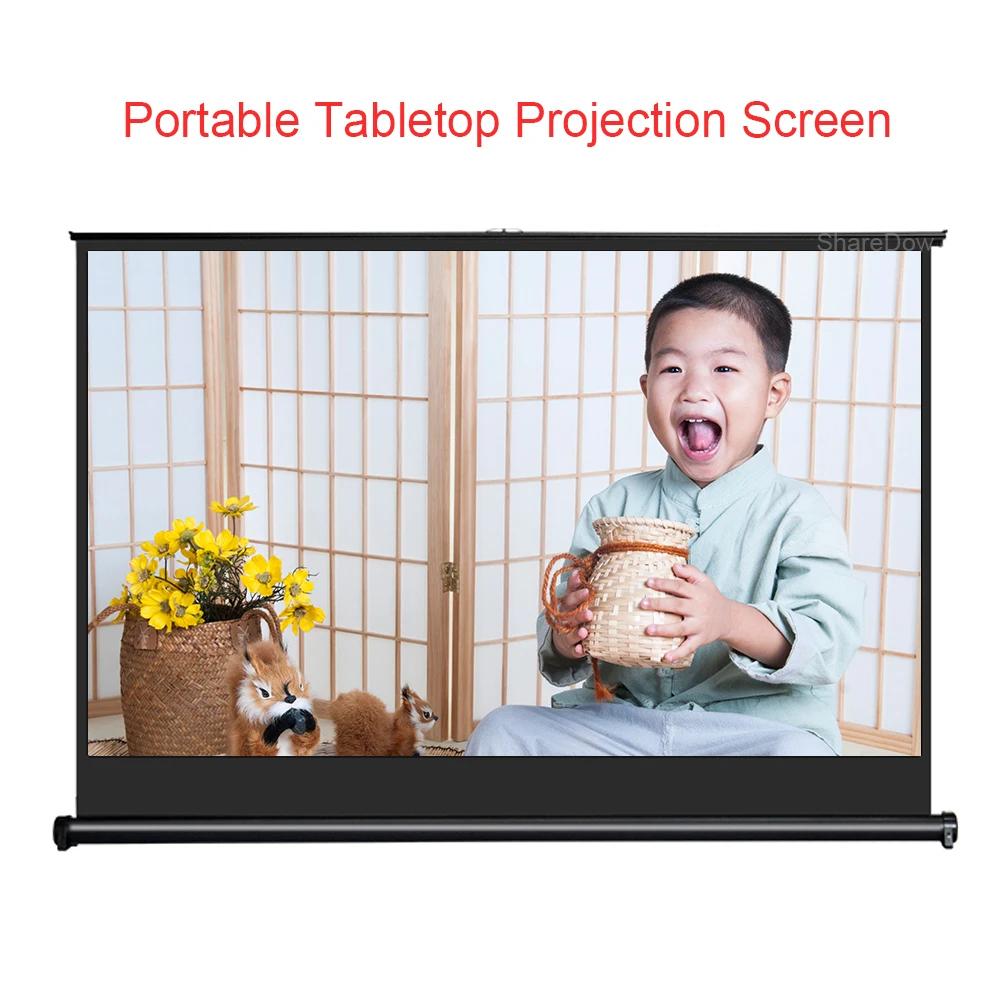 40-50-Inch-16-9-Portable-Tabletop-Projection-Screen-Matte-White-Fabric ...