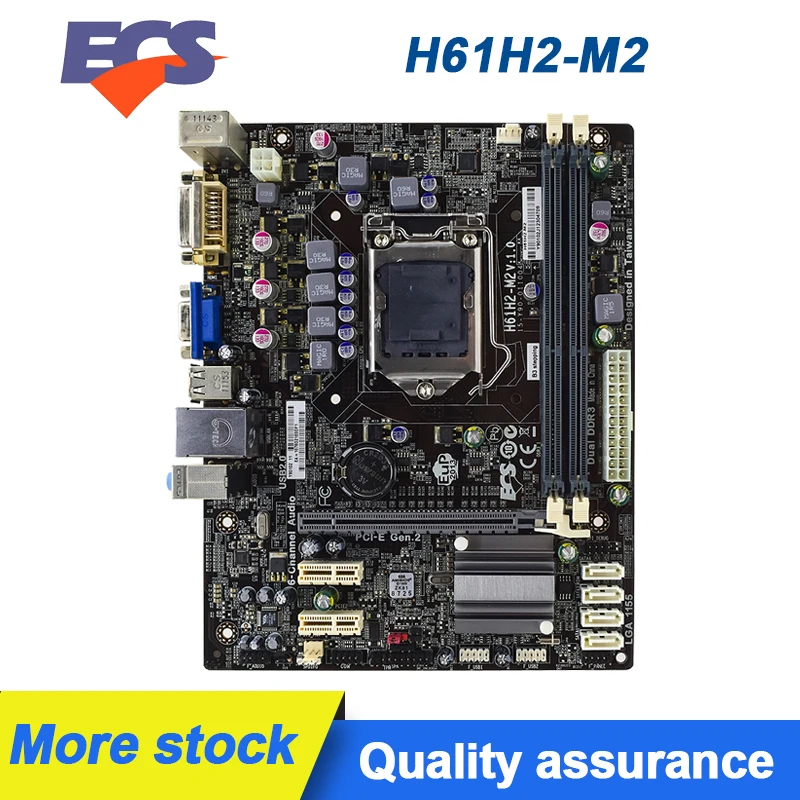 ECS H61H2 M2 데스크탑 마더 보드 DDR3 LGA 1155 16GB Intel H61 USB2.0 지원 I3 I5 I7 ...