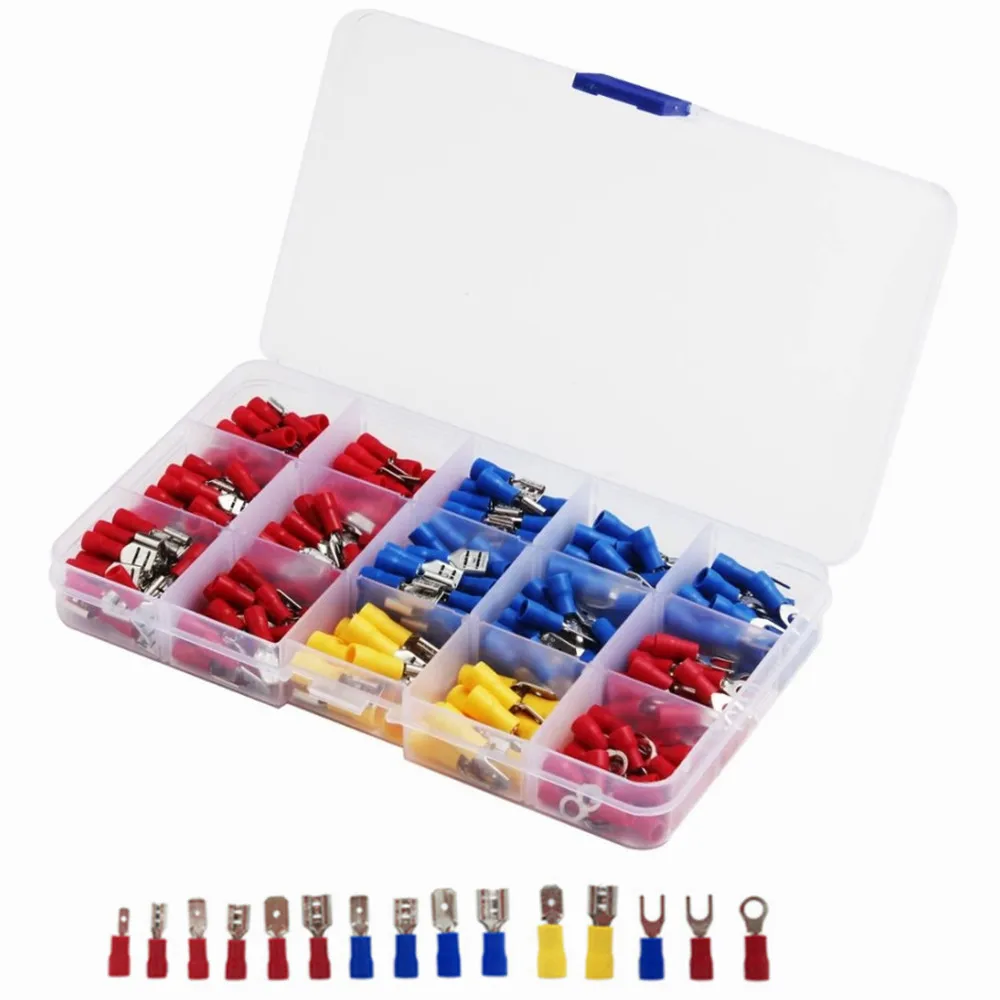 280Pcs/Set Car Cable Lugs Assortment Kit Wire Flat Female and Male Insulated Electric Wire Cable ...