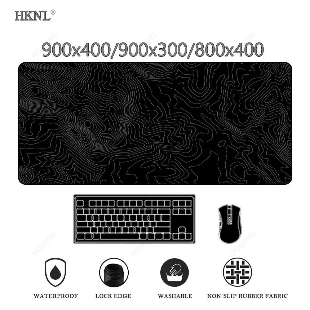Strata Liquid Stains Black Mouse Pad 90x40 Topographic Big Mousepad ...