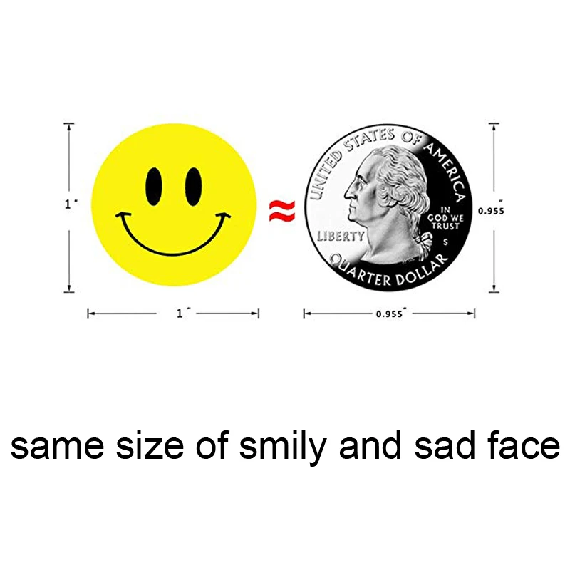 1 Inch Smiley Face Stickers Roll Happy Face Stickers Circle Dot Paper ...