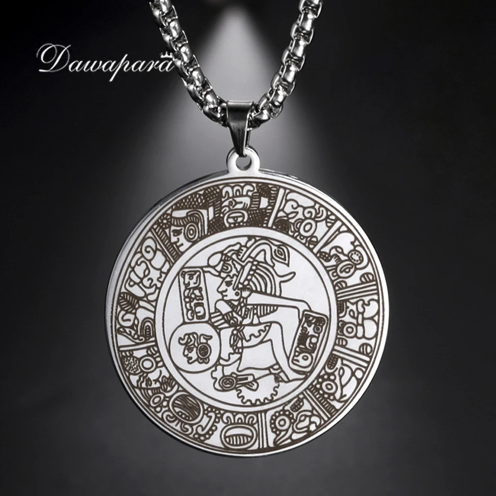 Dawapara – Collier Avec Pendentif En Forme De Cercle Mayan, En Acier ...