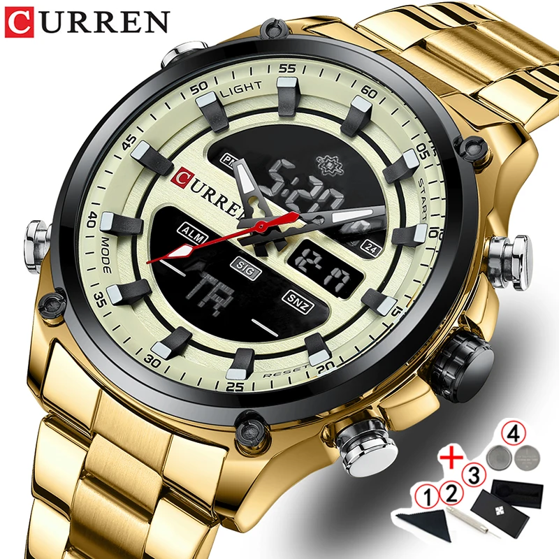 Curren Digital Men Watch 2022 Top Brand Luxury Business Golden ...