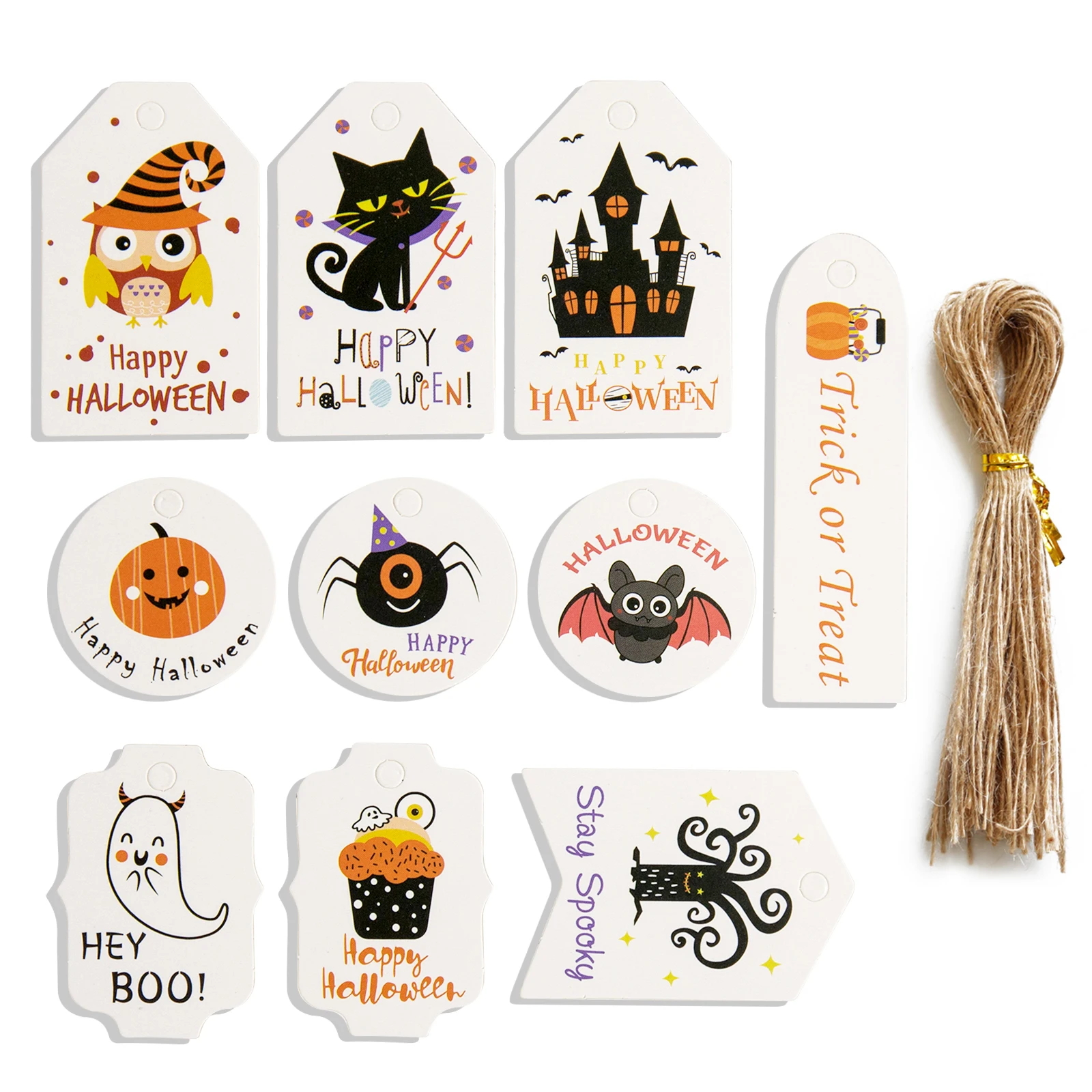 50Sets-Halloween-Gift-Tags-Pumpkin-Cat-Ghost-Candy-Bag-Packaging-Labels ...
