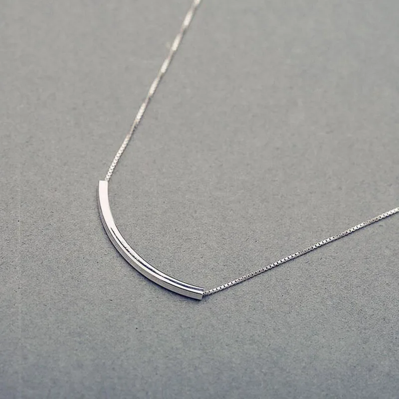Simple-Fashion-925-Sterling-Silver-Necklace-For-Women-Stereo-Pipe ...