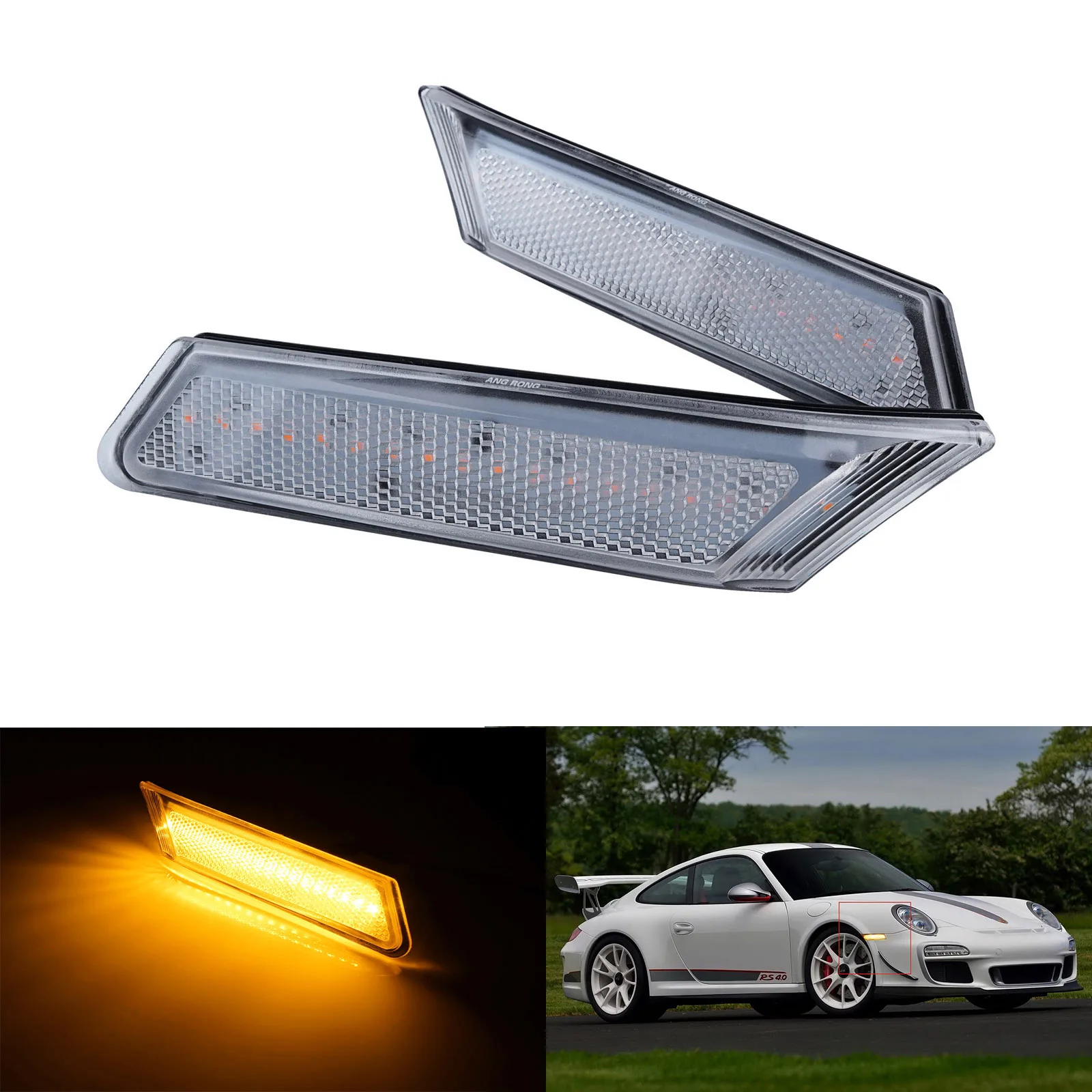Amber-LED-Indicator-Side-Marker-Repeater-Light-Clear-Lens-For-2005-2008 ...