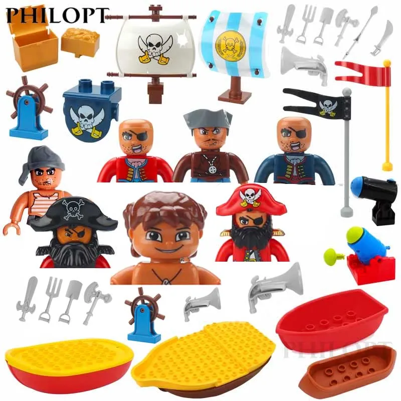 Big Particle Building Block Pirate Adventure Ship Rudder Pirates Sail ...