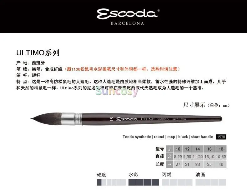 Escoda-cepillo-de-ardilla-sint-tica-Ultimo-Series-1530-pincel-redondo ...