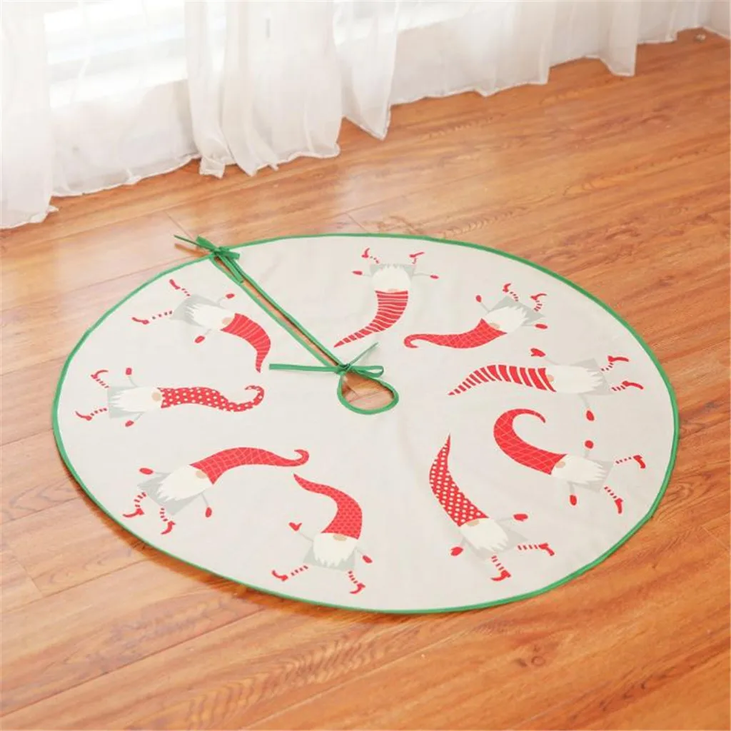 15#New Christmas Tree Skirt 100cm Fabric Elk Print Christmas Tree Foot ...