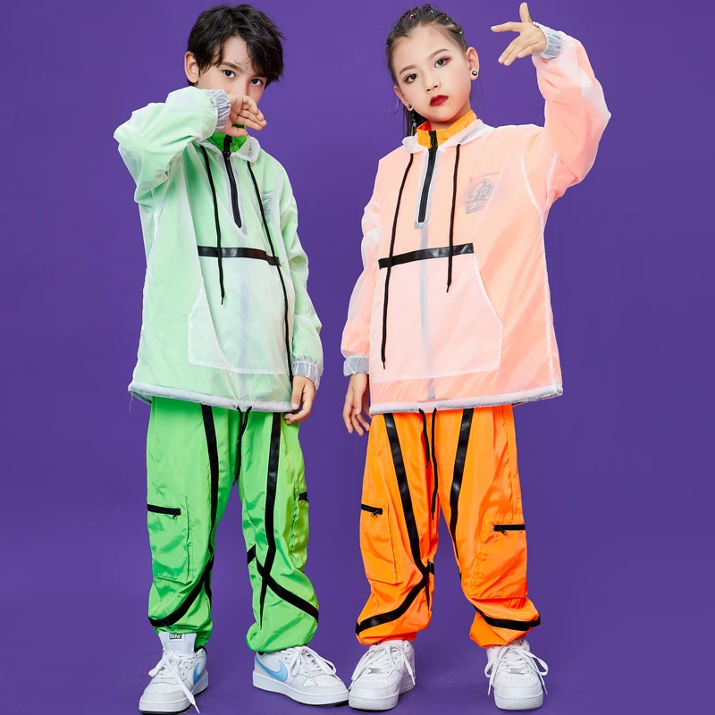 Children Hip Hop Costume Jazz Dancewear Green Orange Street Dancer ...