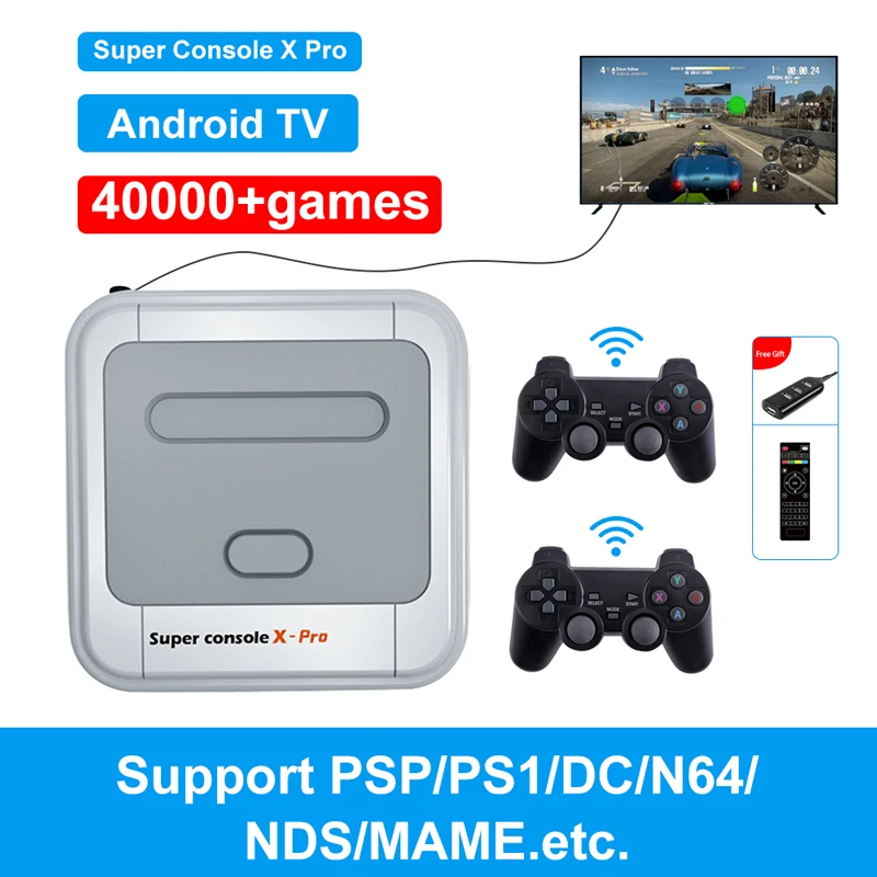 Retro WiFi Super Console X Pro 4K HD TV Video Game Consoles For PS1/PSP/N64/ With 40000+ Games ...