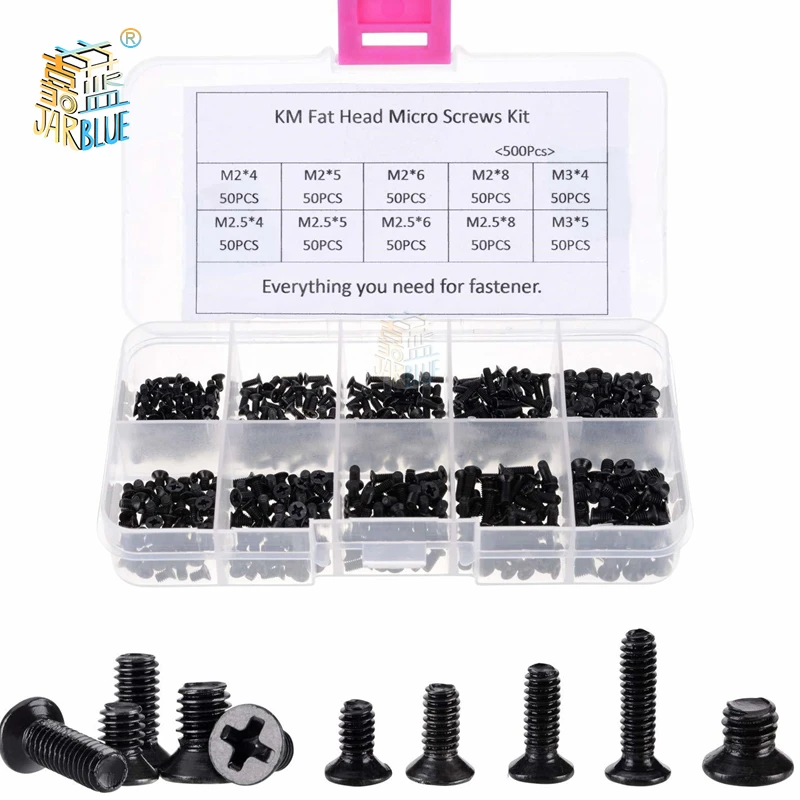 250Pcs/500Pcs M2 M2.5 M3 KM Screw Flat Head Phillips Screws Laptop ...