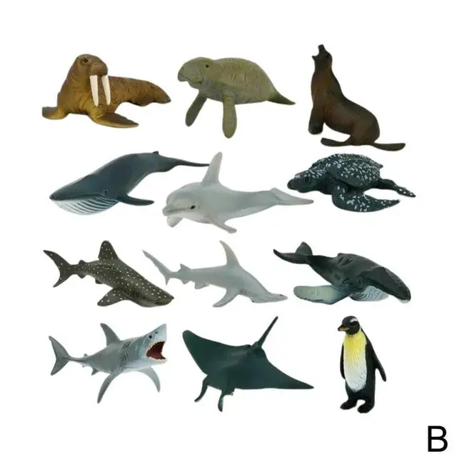 12pcs/set Mini Animal Model Simulation Dinosaurs Marine Animals ...