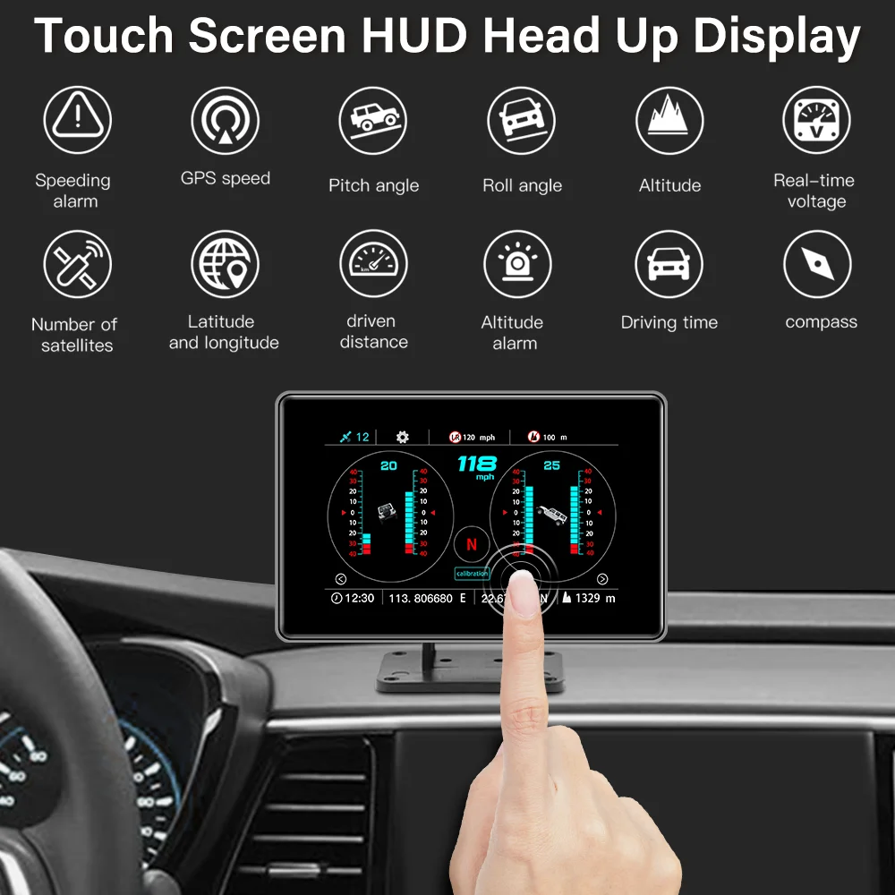 자동 Hud 디스플레이 C20 자동차 프로젝터 Obd2 온보드 컴퓨터 자동차 알람 헤드 최대 디스플레이 Gps 속도계 자동차