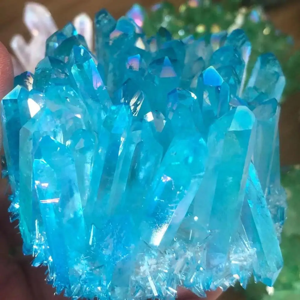 Natural Light Blue Crystal Electroplating Crystal Cluster, Crystal ...
