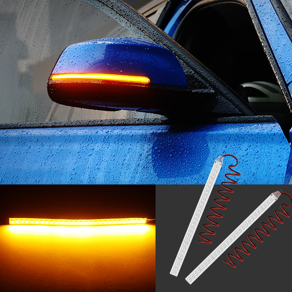 2pcs Universal Car Rearview Mirror Indicator Lamp Streamer Strip ...