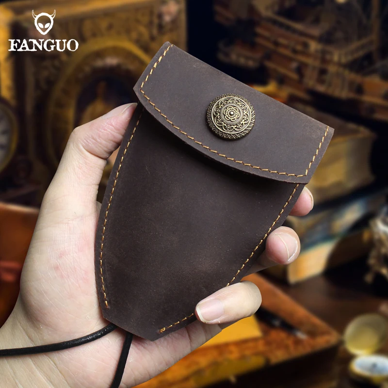 100% Handmade Genuine Leather Smart Key Holder Bag Retro Diy ...