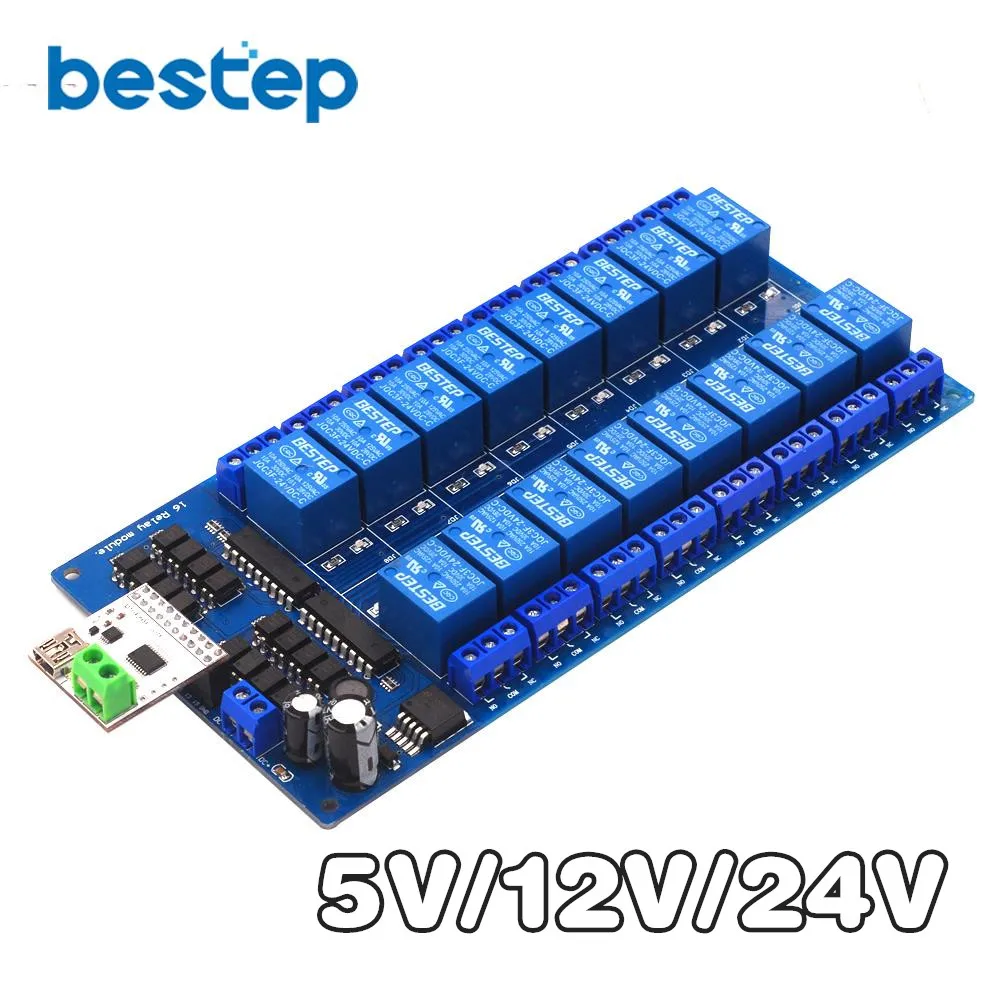 16-Channel-5V-12V-24V-Relay-Module-Board-with-Optocoupler-Protection ...