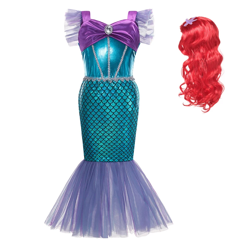 Girls Mermaid Princess Dress Mermaid Dress up Halloween Mermaid Costume ...