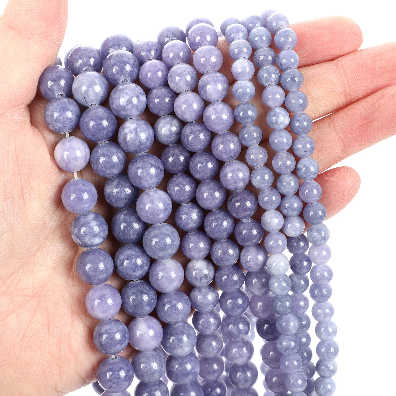 Natural Stone Lavender Charm Round Loose Beads For Jewelry Making ...