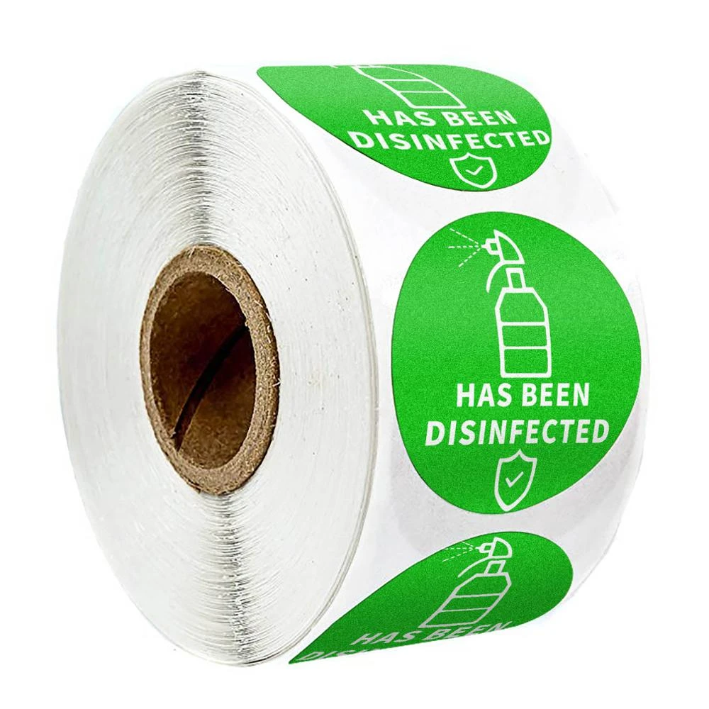 300pcs "has Been Disinfected" Sticker 1.5inch Labels Green Background ...