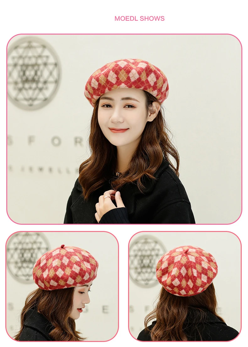 Sparsil, женский зимний шерстяной берет, шапка со стразами, стильная ...