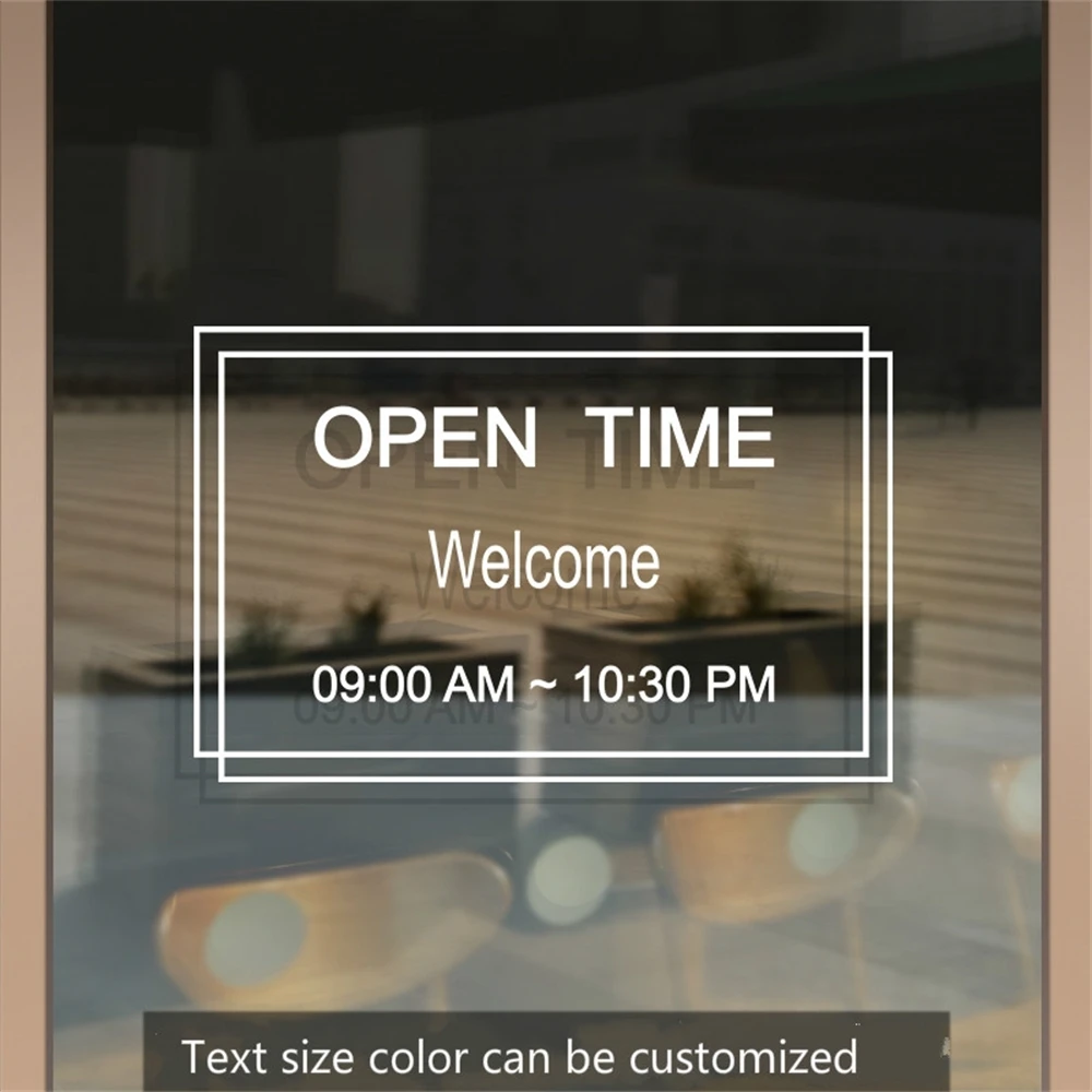 Shop Opening Hours Customized Time Letter Glass Door Sign Stickers ...