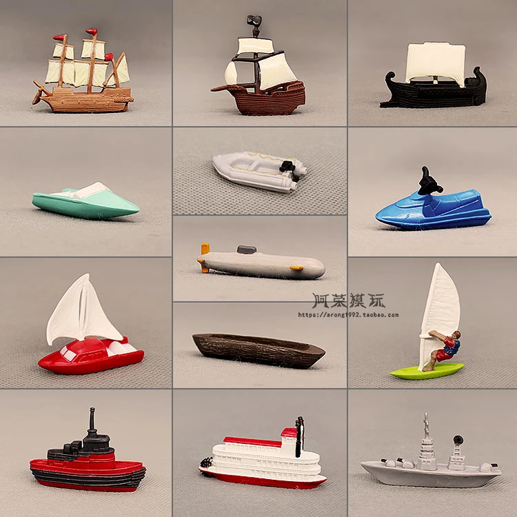 Mini Boat Model Motorboat Submarine Cruise Ship Freighter Fairy Garden ...