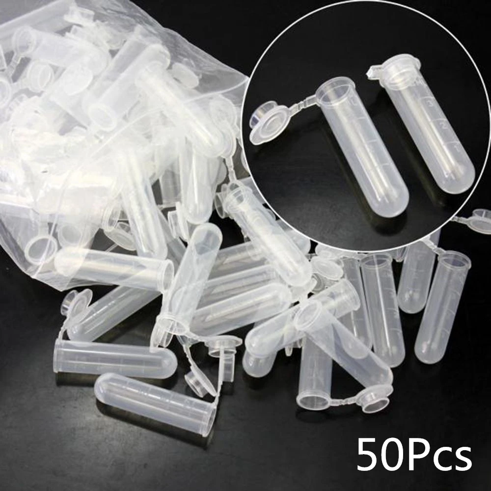 50Pcs 5 ml Centrifuge Test Tube Multi purpose Clear Plastic Tube Empty ...
