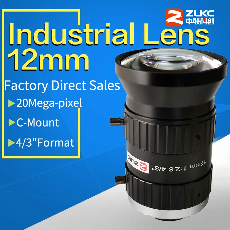 Low distortion lens 12 mm 4/3" 250lp/mm FA C Mount Industrial lenses ...