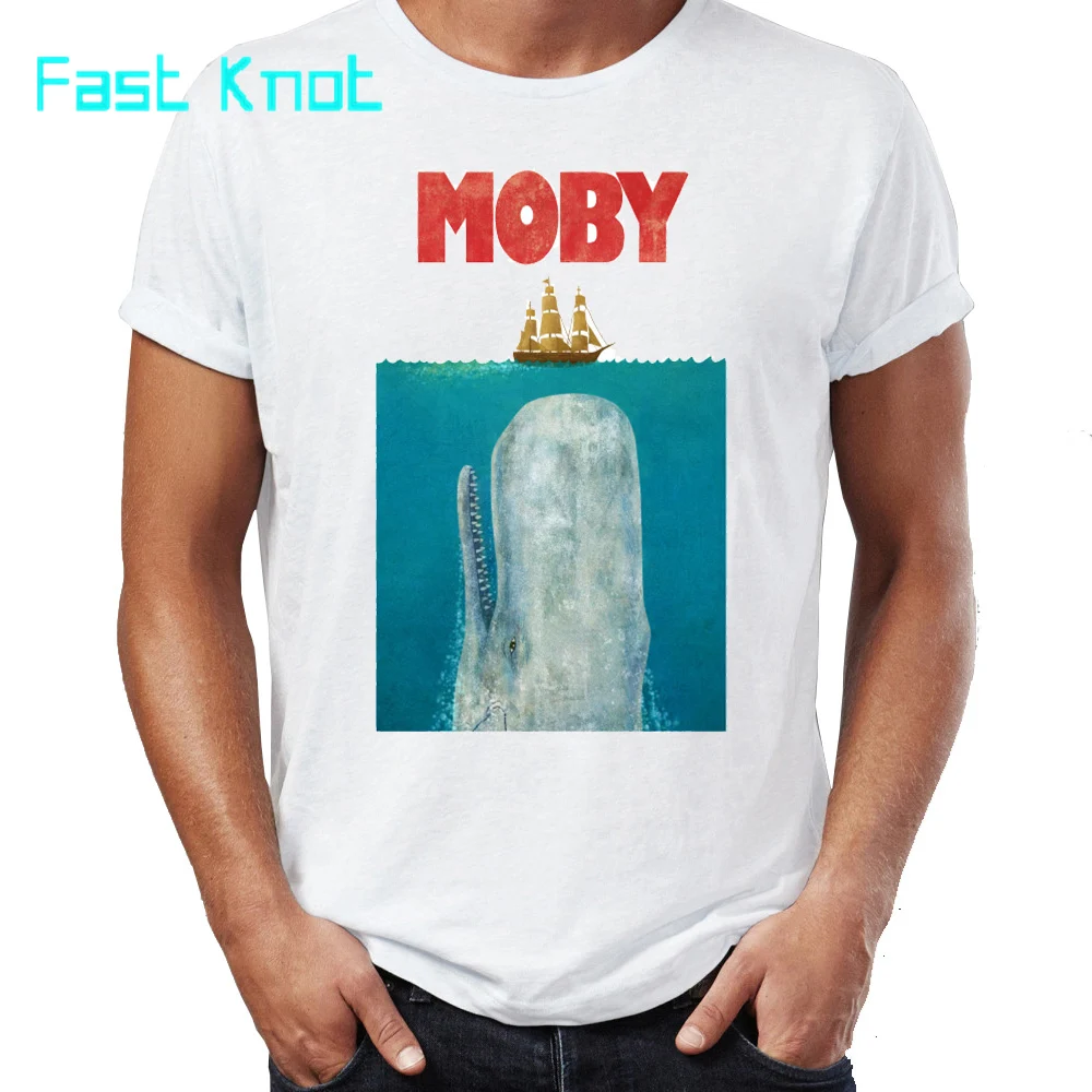 Men's T Shirt Moby Dick Jaws Poster Mashup Awesome Artwork Printed Tee ...