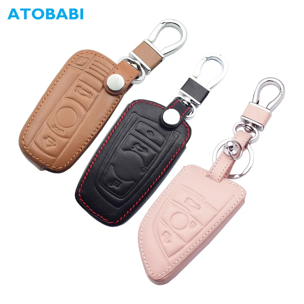 Leather Car Key Case For Bmw E90 E60 E70 E87 1 3 5 6 Series M3 M5 X1 X5 ...