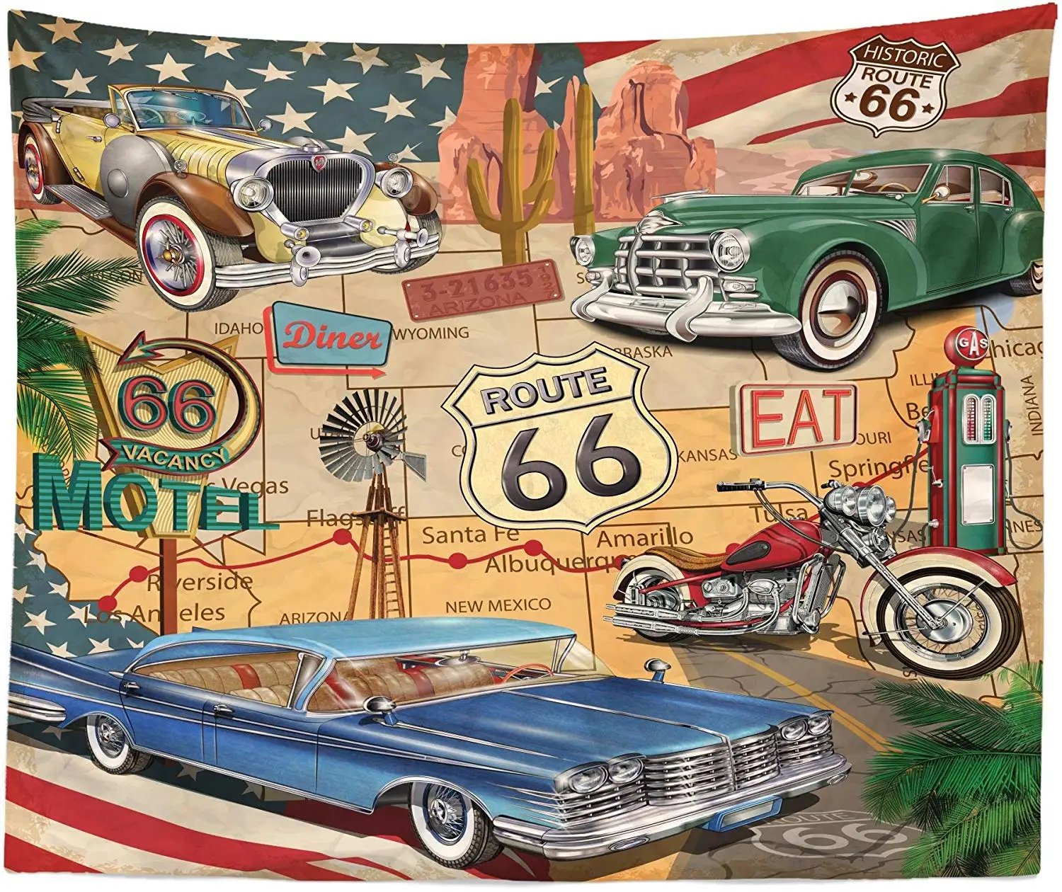 Vintage Road Trip Map