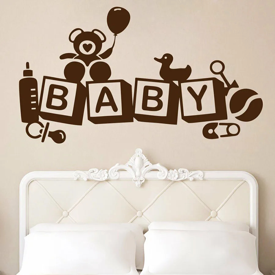 Baby Words Wall Sticker Kids Bedroom Living Room Nursery Interior Decor ...