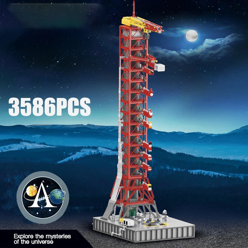 Moc Creative Apollo Saturn V Launch Umbilical Tower Model Bricks Set ...