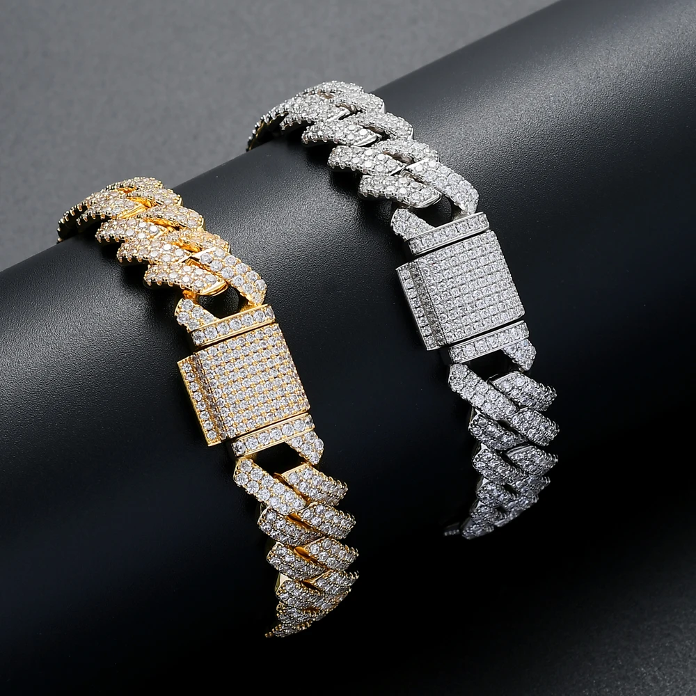 Pulsera de cadena ostentosa de latón para hombre, brazalete cubano de ...