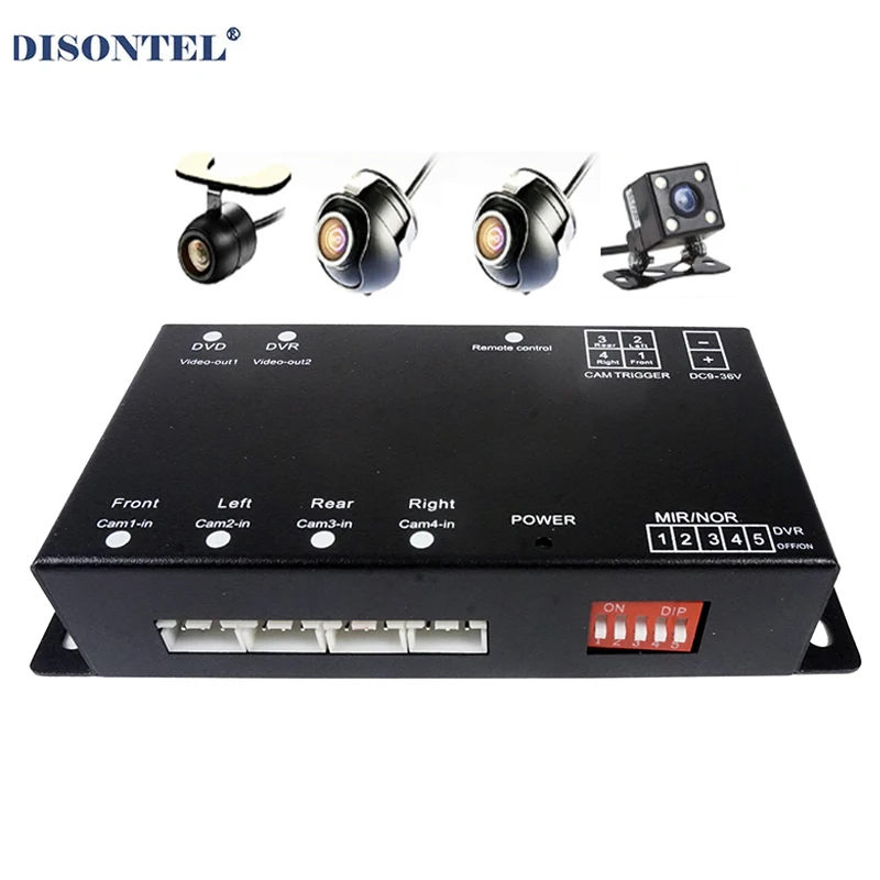 360 view Combiner Box Split Screen car camera control box support 4 ...