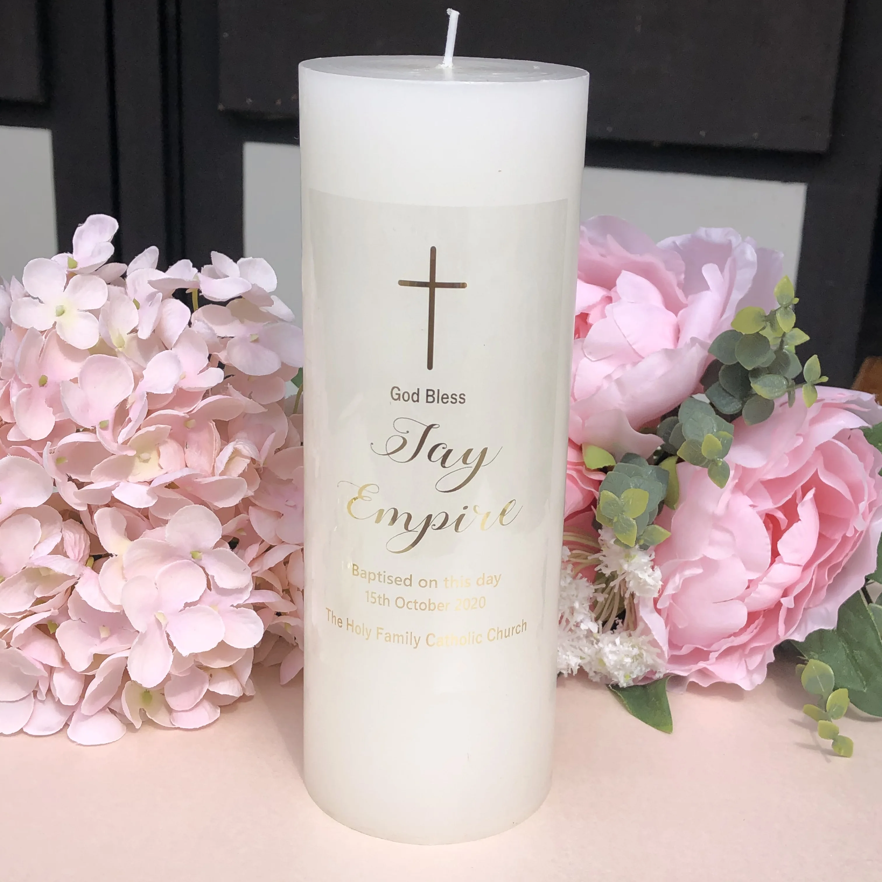 1 Personalised First communion Candle stickers God bless customize ...