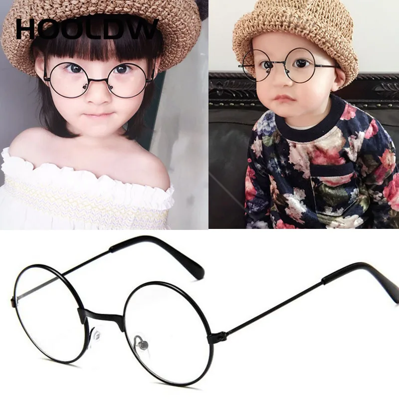 HOOLDW Vintage Round Kids Glasses Boys Girls Metal Frame Clear Lens ...