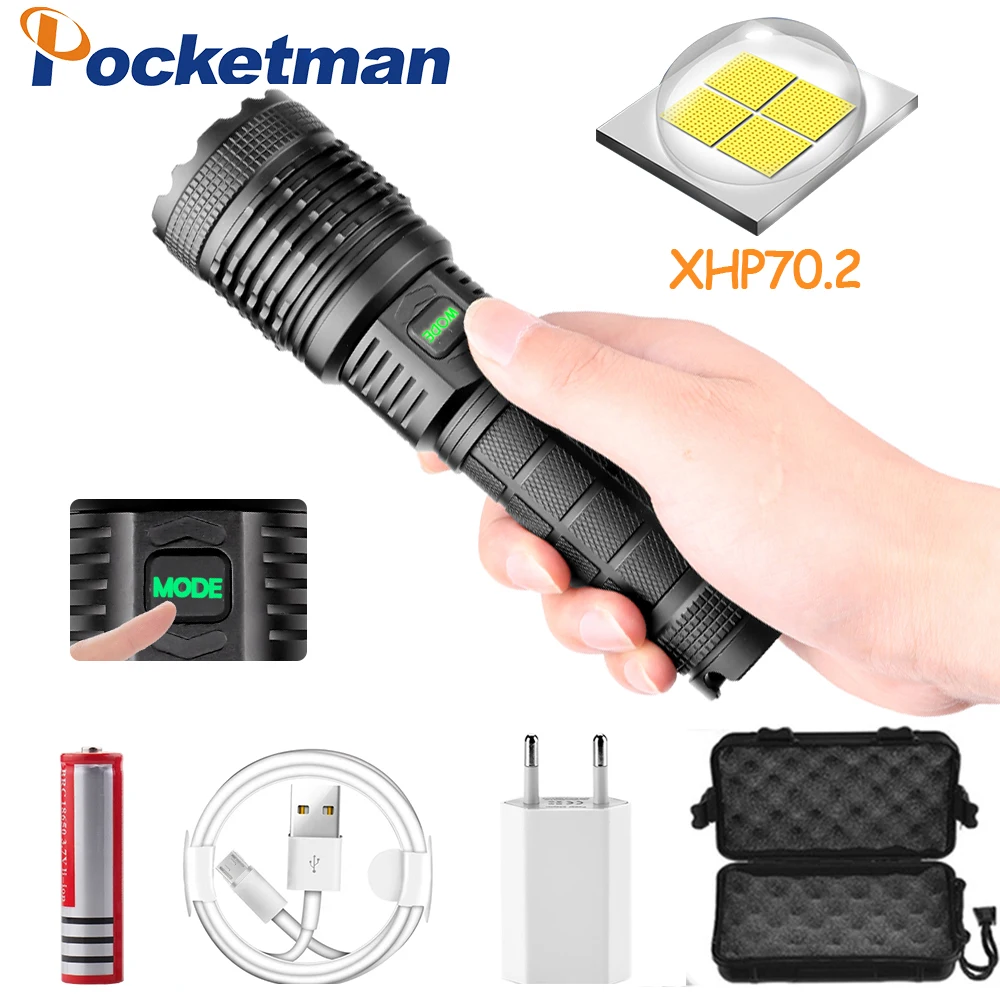 Lamp-xhp70-2-most-powerful-flashlight-usb-Zoom-led-torch-xhp70-l2-18650 ...