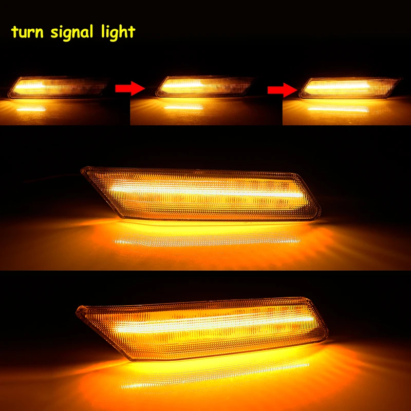 Amber Dynamic Sequential LED Car Front Side Marker Lights For Porsche ...