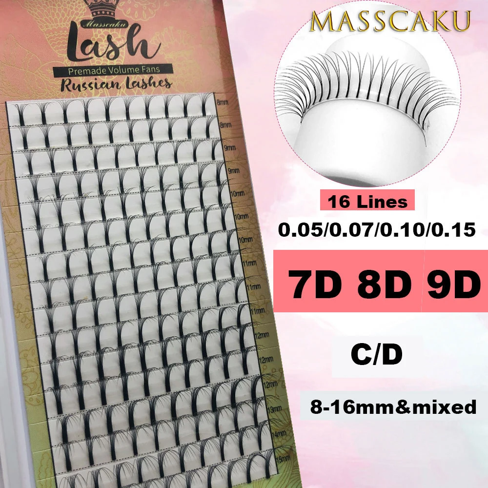 MASSCAKU New 16lines Premade Russian Volume Fans 7d/8d/9d Eyelashes ...